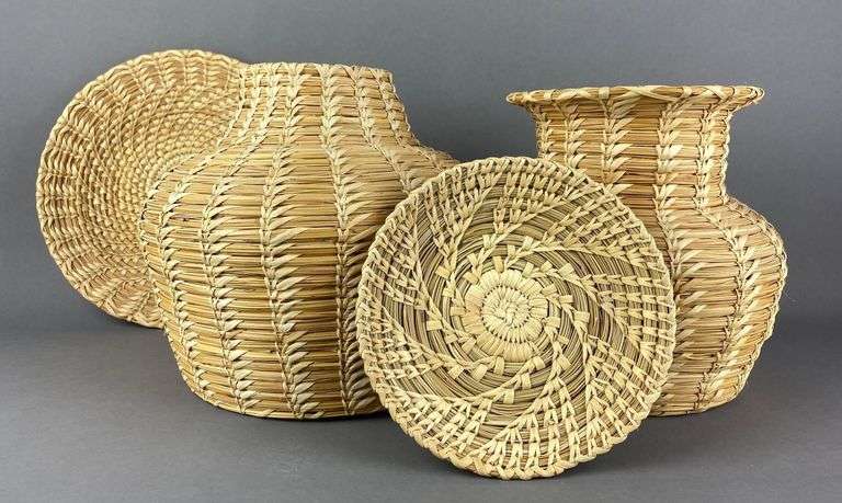 Group or 4 Native American Wicker Baskets and Bowls - Matthew Bullock ...