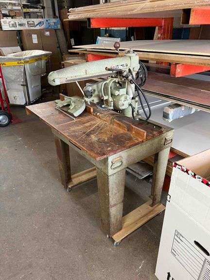 DeWalt Radial Arm Saw with Table Cart - Matthew Bullock Auctioneers