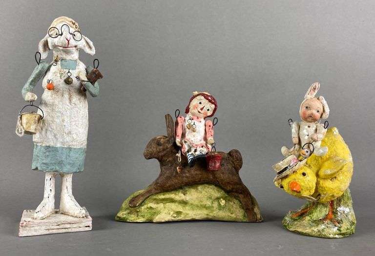 Group of 3 Debbie Thibault Limited Edition Signed Folk Art Figures ...