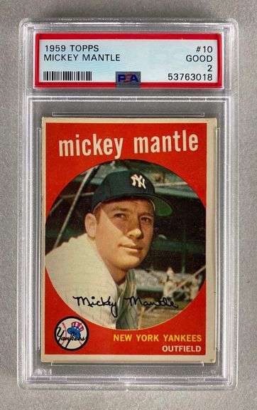 1959 Topps Mickey Mantle #10 PSA 2 - Matthew Bullock Auctioneers