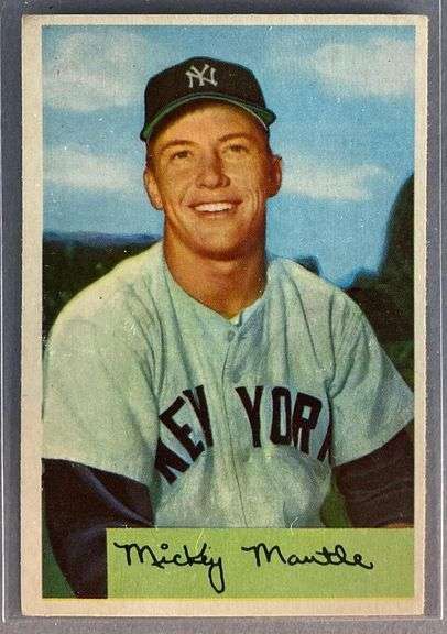 1954 Bowman Mickey Mantle #65 - Matthew Bullock Auctioneers