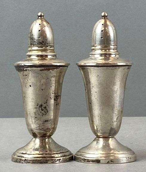 Group of 2 Weighted Sterling Silver Crown Salt and Pepper Shakers ...