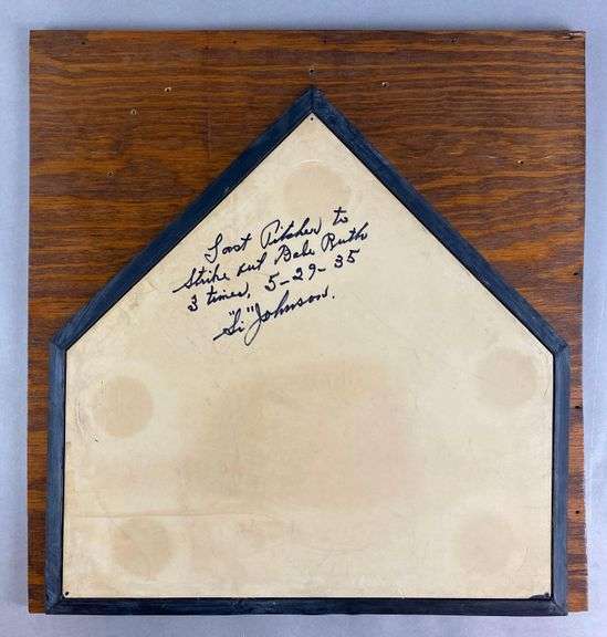 Si Johnson Signed Home Plate with Inscription - Matthew Bullock Auctioneers