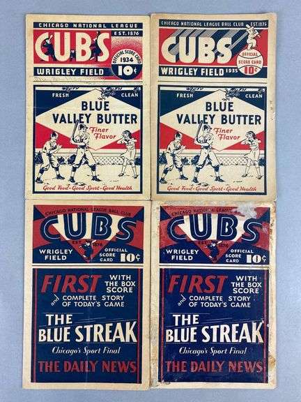 4 -1930s Chicago Cubs Score Cards with Signatures - Matthew Bullock ...