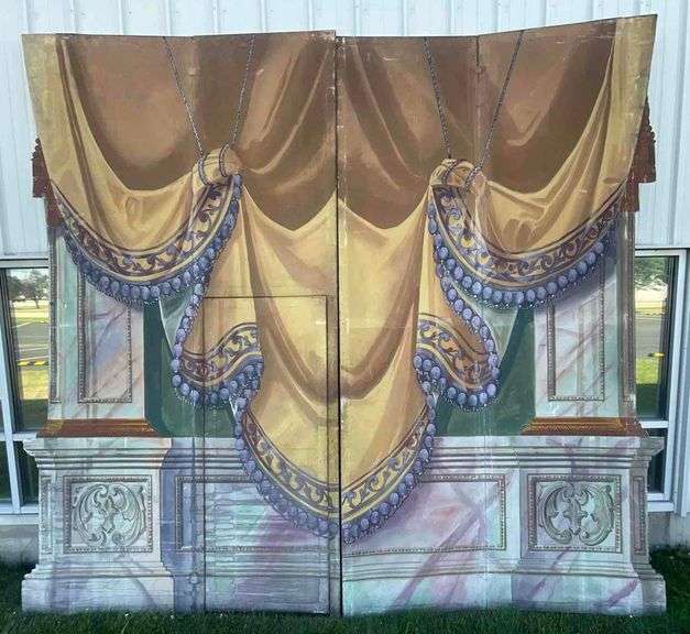 Group of 2 Vintage Masonic Temple Stage Backdrop Panels - Matthew ...