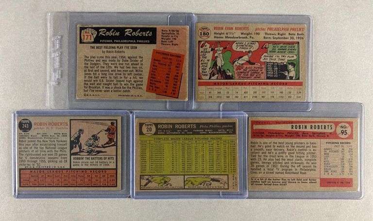 5 - 1954 - 62 Robin Roberts Cards - Matthew Bullock Auctioneers