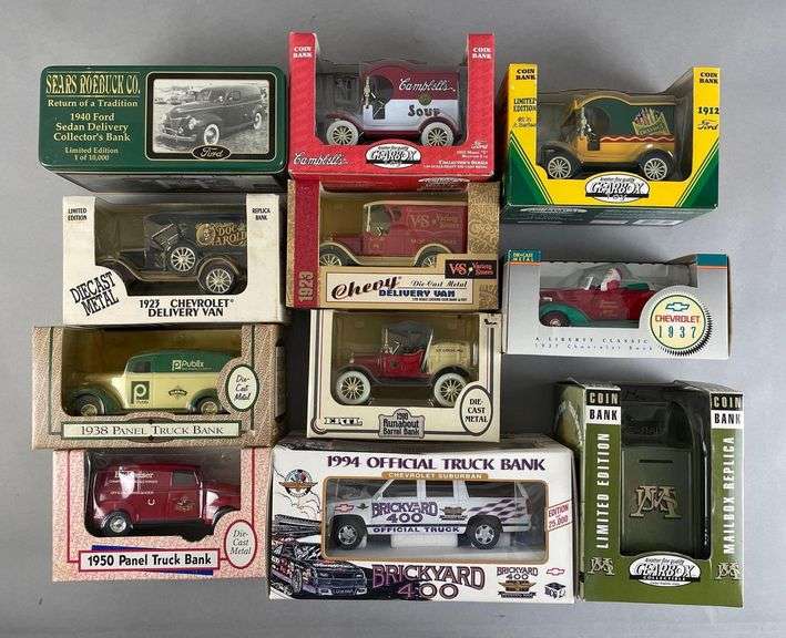 Group of 11 Diecast Metal Vehicle Banks - Matthew Bullock Auctioneers