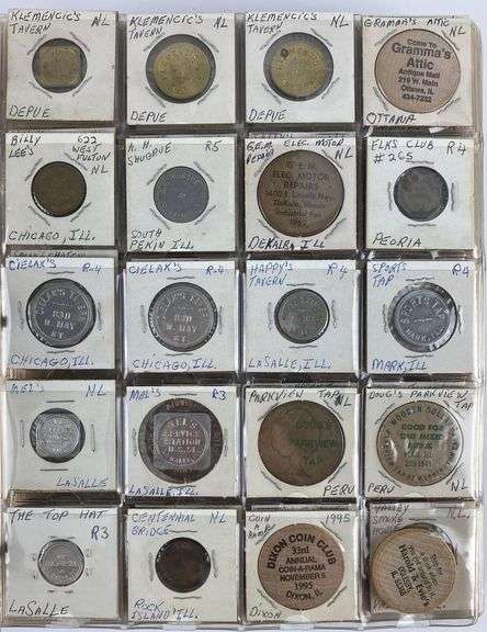 Binder of (320) Assorted Illinois Bar Tokens - Matthew Bullock Auctioneers