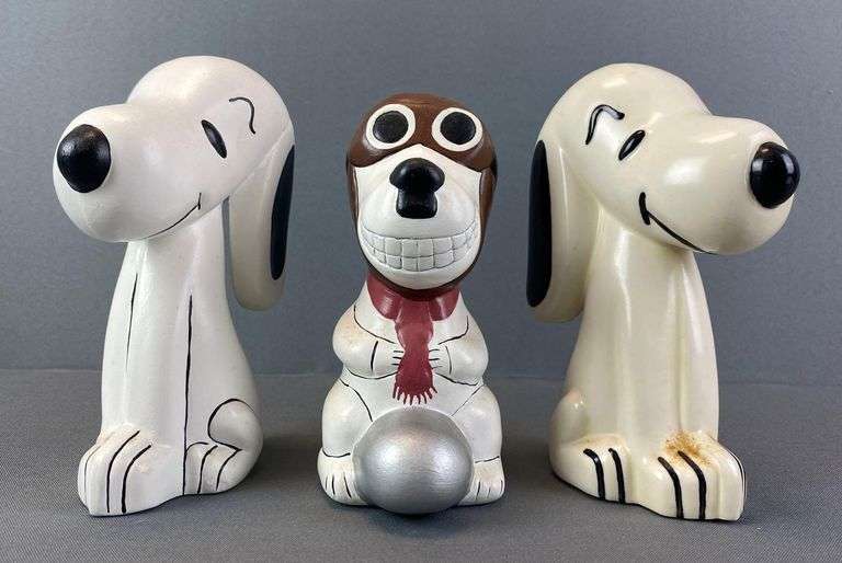 Group of 3 Vintage Snoopy Ceramic Figures - Matthew Bullock Auctioneers