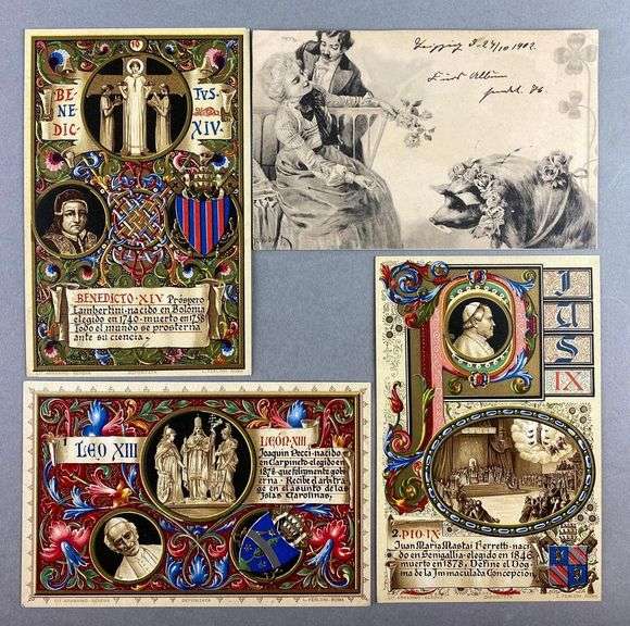 Postcards - 17 Chromo Lithograph Pope and Art Nouveau Pigs - Matthew ...