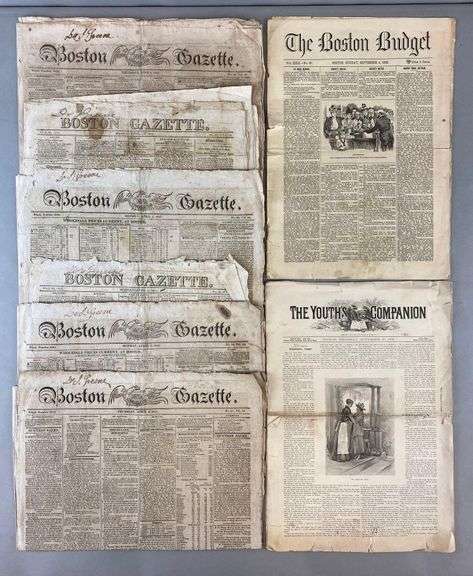 9 Vintage 19th Century Boston Newspapers Earliest 1811 - Matthew ...