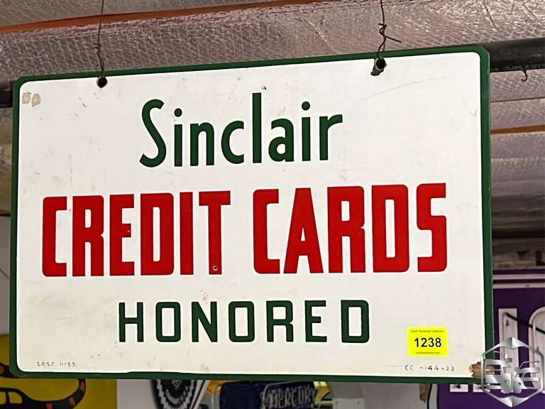 SINCLAIR CREDIT CARD HONORED DOUBLE-SIDED PORCELAIN SIGN - Trucks ...