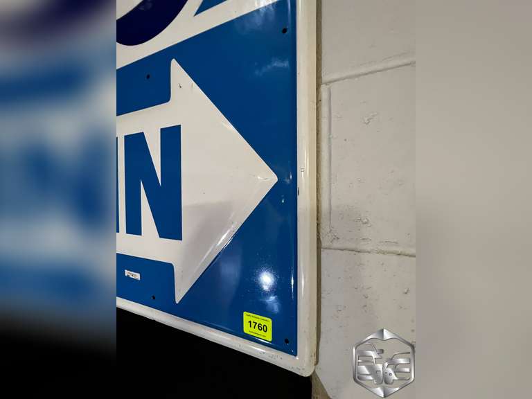 PEPSI LOGO "IN" W/RIGHT-POINTING ARROW SINGLE-SIDED TIN EMBOSSED SIGN ...