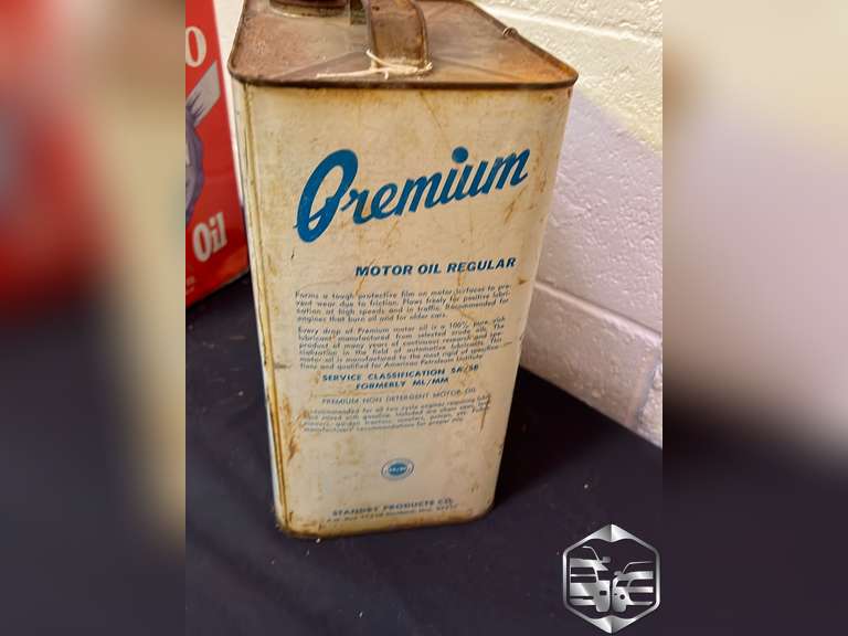 (4) VINTAGE 2 GALLON MOTOR OIL CANS VITA POWER, SUPER REFINED AC, ALL ...