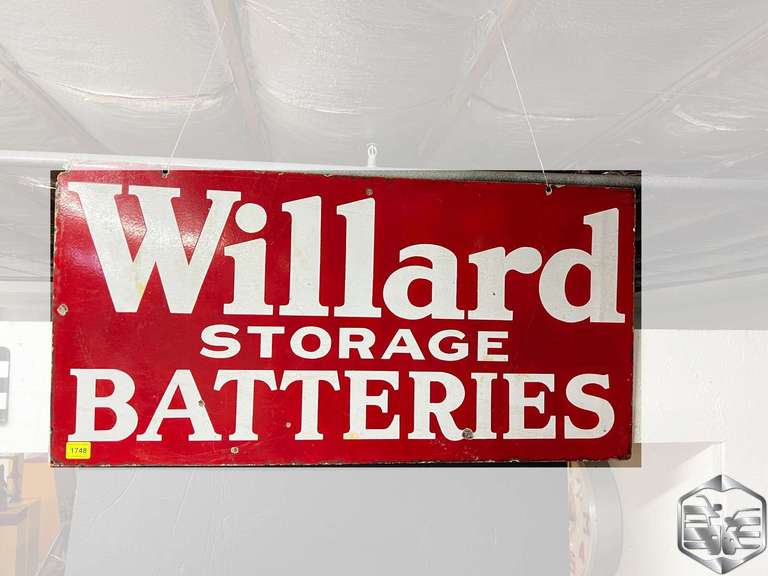WILLARD STORAGE BATTERIES SINGLE-SIDED PORCELAIN SIGN - Trucks & Auto ...