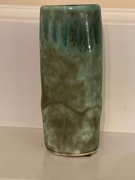 Large artist signed McCarty pottery vase with sunken sides - McNatt ...