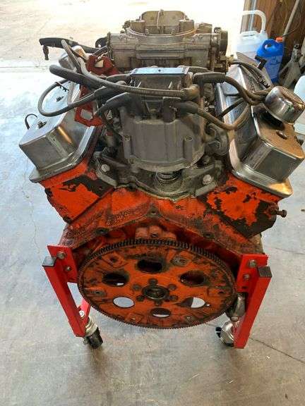 350 Chevrolet motor with stand - McNatt Real Estate