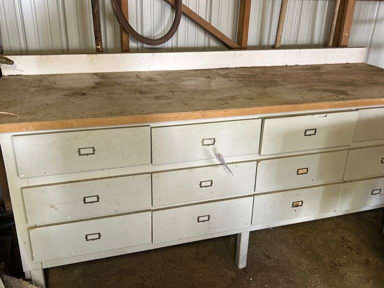 Nice Large work table with drawers and contents inside the drawers ...