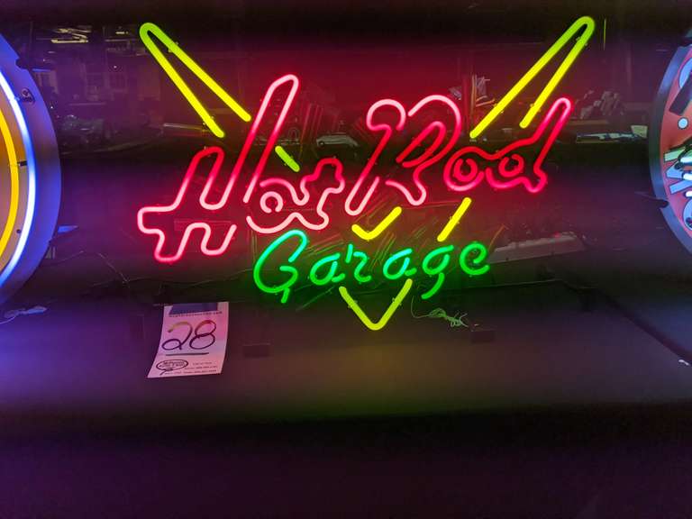 "hot rod garage" neon sign - McPherson Auction & Realty