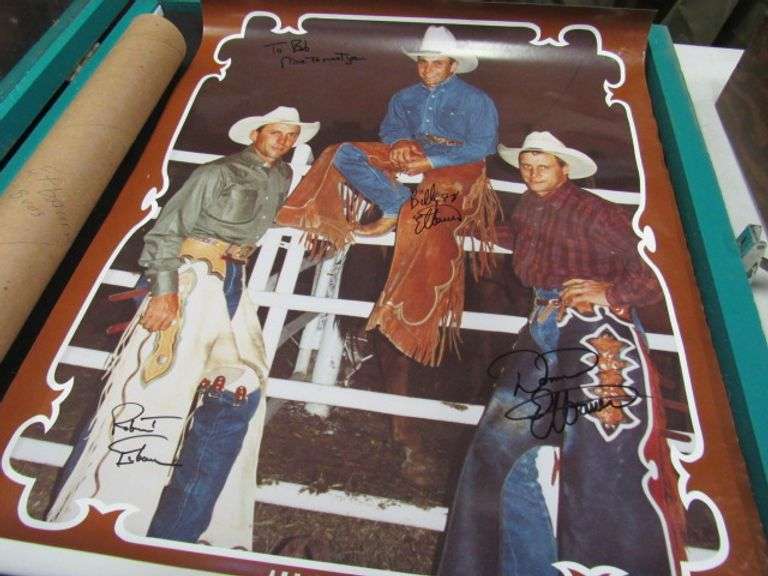 TWO SHOWCASES AND BILLY ETBAUER RODEO POSTER SIGNED - McPherson Auction ...