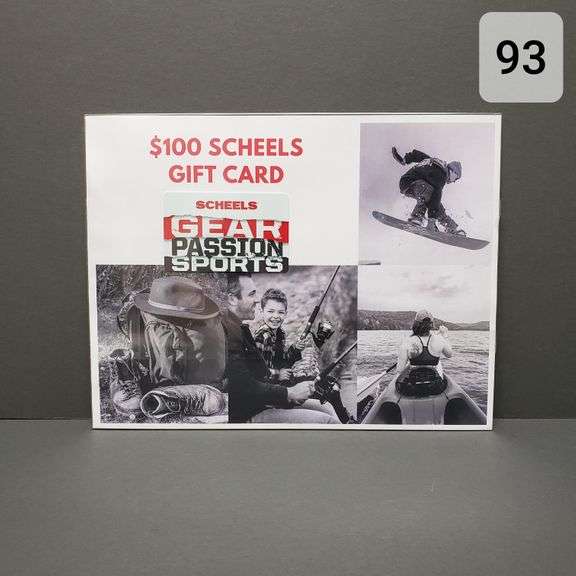 $100 gift card to Scheels. Donated by Scheels. - McPherson Auction & Realty