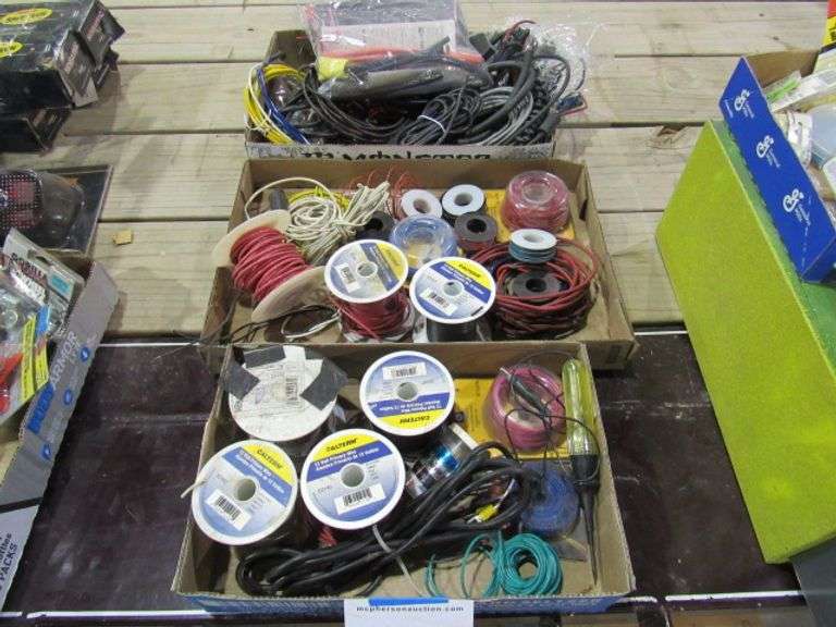 3 BOXES OF 12 VOLT WIRING AND ASSORTED WIRE - McPherson Auction & Realty