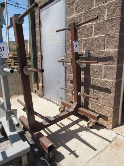 BROWN WIRE SPOOL CART, HOLDS 12- 2500; ROOLS OF #10 COPPER - SHOP BUILT ...