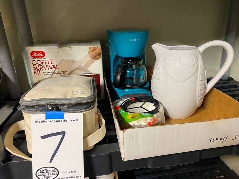 COFFEE SURVIVAL KIT WITH CASE - PORTABLE ONE CUP COFFEE MAKER, PITCHER ...