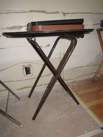 WAITRESS TRAY STAND AND 13 TRAYS - McPherson Auction & Realty