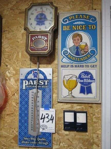PABST BLUE RIBBON ELECTRIC CLOCK, PBR THERMONITOR, PBR SIGN - McPherson ...