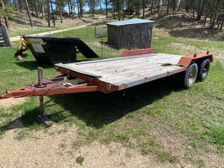 SMALL Tandem AXLE TRAILER - WOOD DECK - APROX 70” x 9’ long- SELLS WITH ...