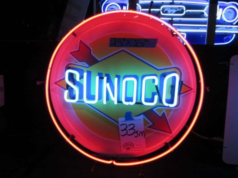 25" ROUND SUNOCO NEON SIGN - McPherson Auction & Realty