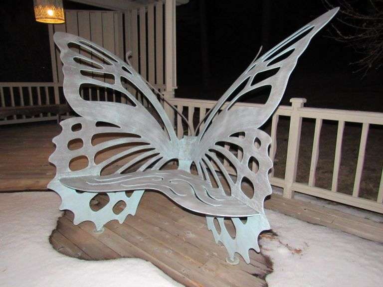 LARGE HEAVY METAL BUTTERFLY BENCH - ARPOX 5' TALL AND 6' WIDE - THIS ...