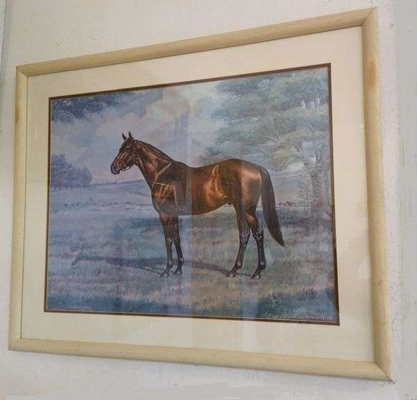 LOT 183--Large framed horse print "Uppercase" by Charles Manly Tyler ...