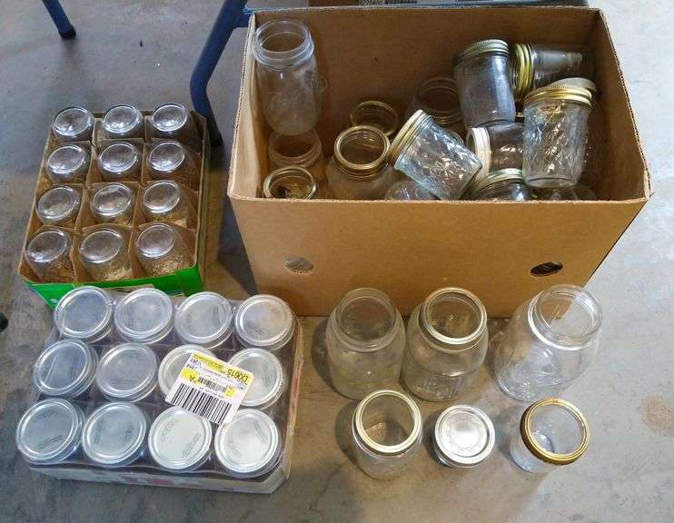 LOT 107--Canning Jars, assorted sizes, NIB 12 half pint jars ...