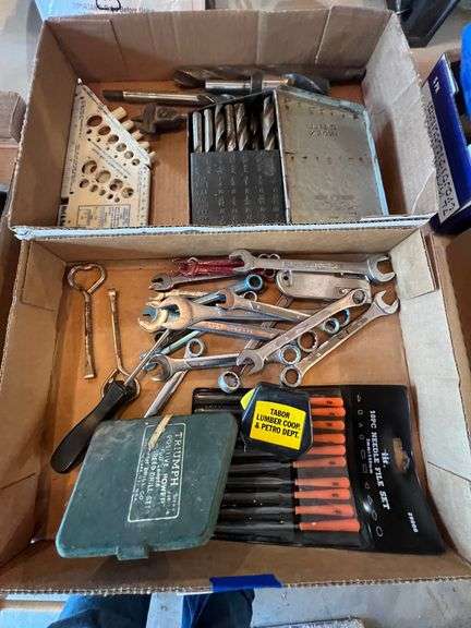 2 BOXES OF ASSTD. TOOLS AND DRILL BITS - McPherson Auction & Realty