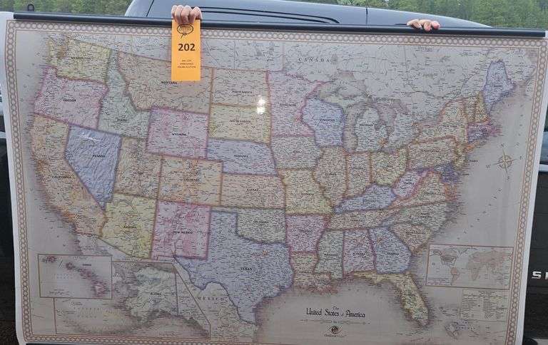 Large laminated map of the United States and a globe - McPherson ...