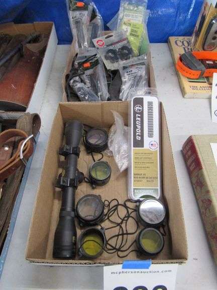 2 BOXES OF SCOPE PARTS, RIFLE SCOPE AND GUN PARTS - McPherson Auction ...