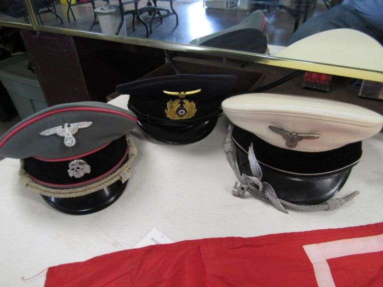 ASSORTED SS MEMORABILIA INCLUDING 3 HATS A FLAG AND A PIN - McPherson ...
