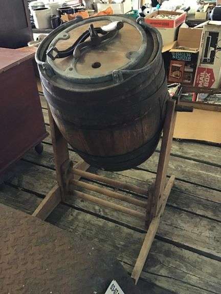 Favorite Wood barrel Butter Churn and stand - Metzger Property Services LLC