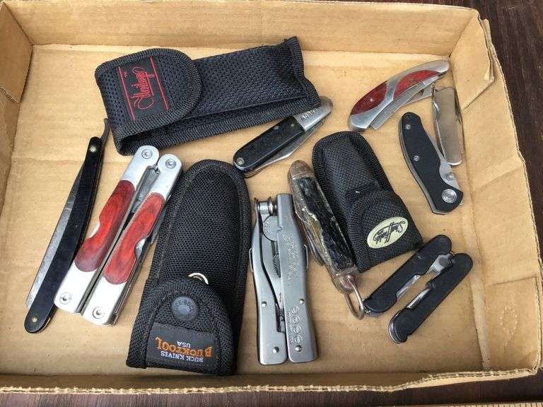 Pocket Knives/ Multi Tool Assortment Straight razor - Metzger Property ...