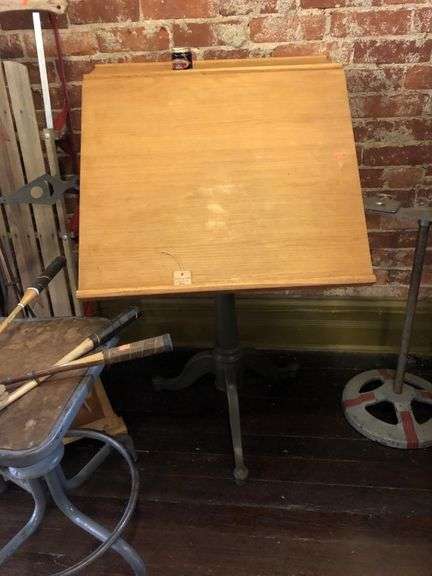 Drafting table on cast iron base - Metzger Property Services LLC