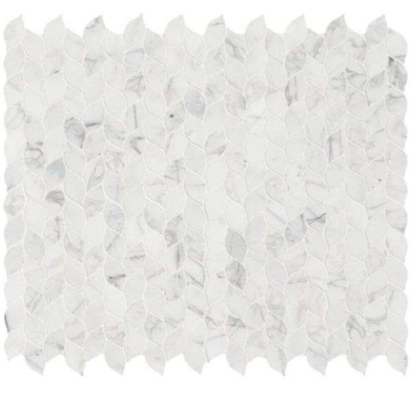 Calacatta Blanco 12 in. x 13 in. x 10mm Polished Marble Mesh-Mounted ...