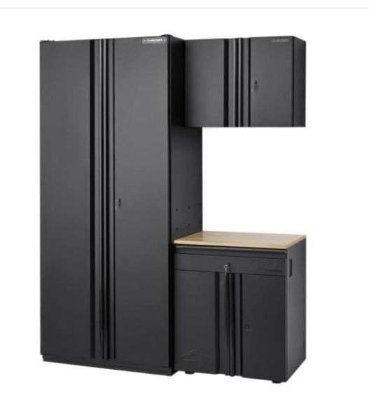 3-Piece Heavy Duty Welded Steel Garage Storage System in Black (64 in ...