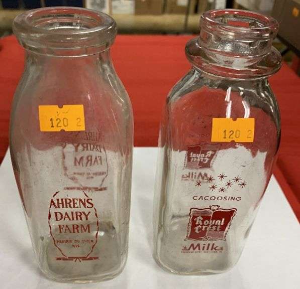 Assorted Pint Milk Jugs - Ahrens Dairy Farm, Cacoosing Royal Crest ...