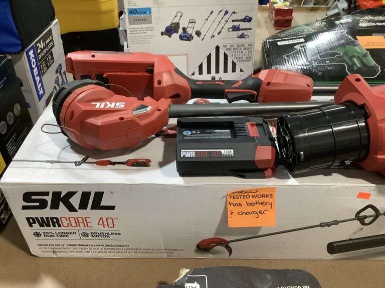 Skil PwrCore 40 14 in. String trimmer and leaf blower combo kit has ...