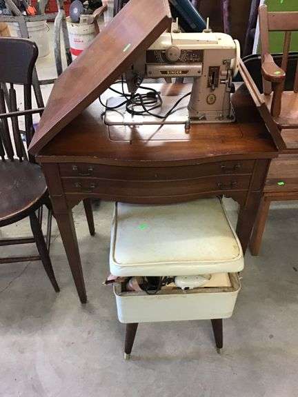 Singer sewing machine and cabinet and bench - Metzger Property Services ...