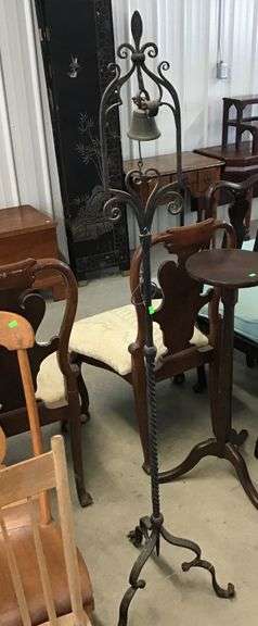 Wrought iron stand with brass bell - Metzger Property Services LLC