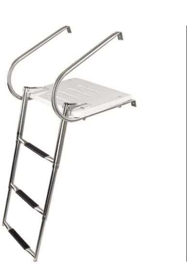 Fiberglass Swim Platform Stainless Ladder with telescoping 2 Handrails ...