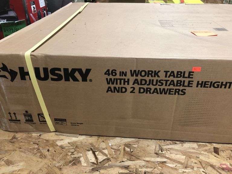 Husky 46 Inch Work Table With Adjustable Height and 2 drawers - Metzger ...